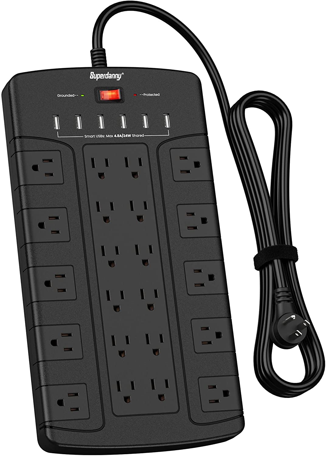 GE UltraPro 7-Outlet Surge Protector, 4-Foot Cord, Black, 34460 ...