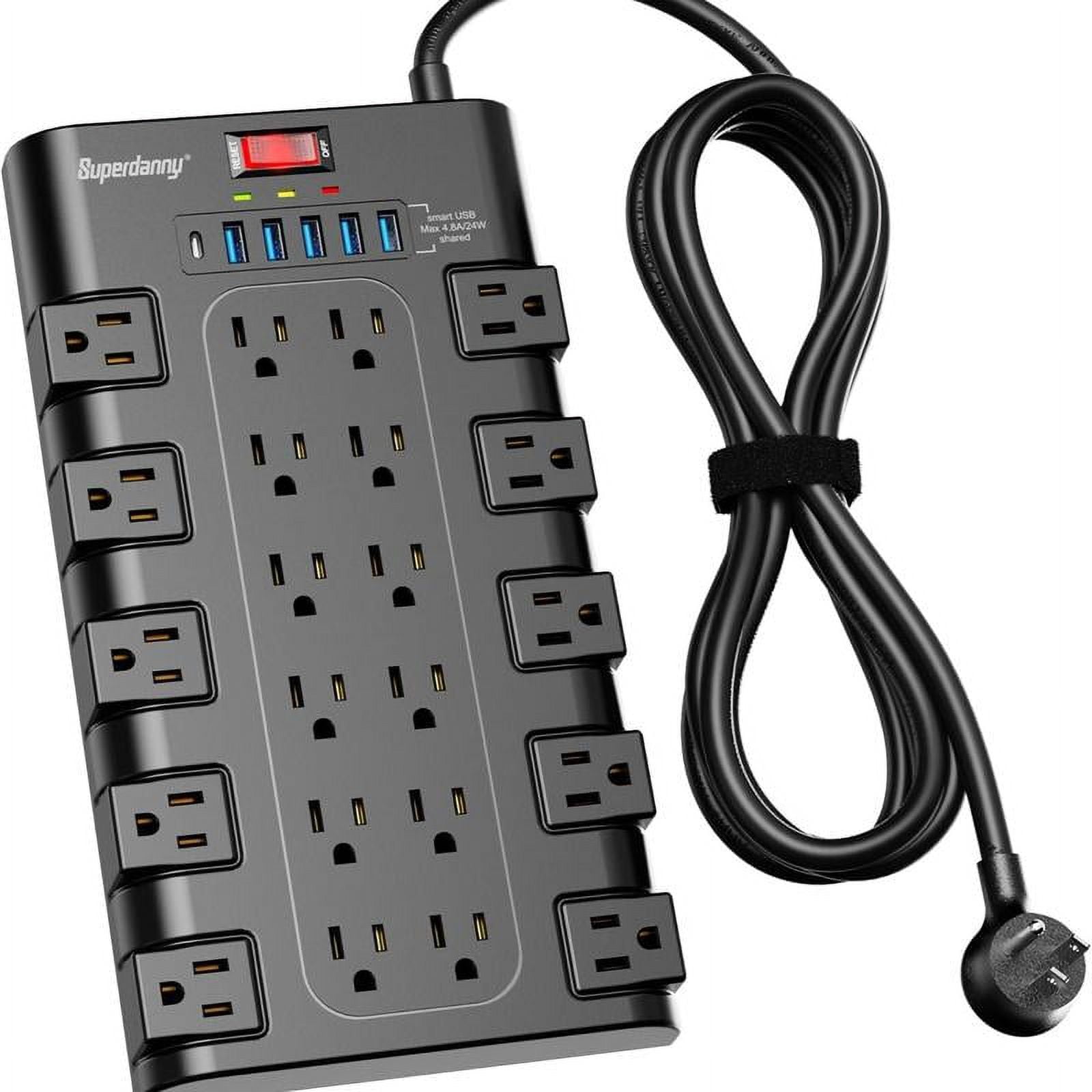 SUPERDANNY 28-in-1 Surge Protector, Power Strip with 22 Widely AC ...