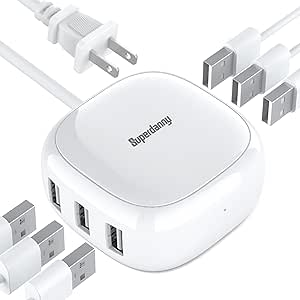 SUPERDANNY 6-Port USB Charger, 40W 8A Mini USB Charging Station ...