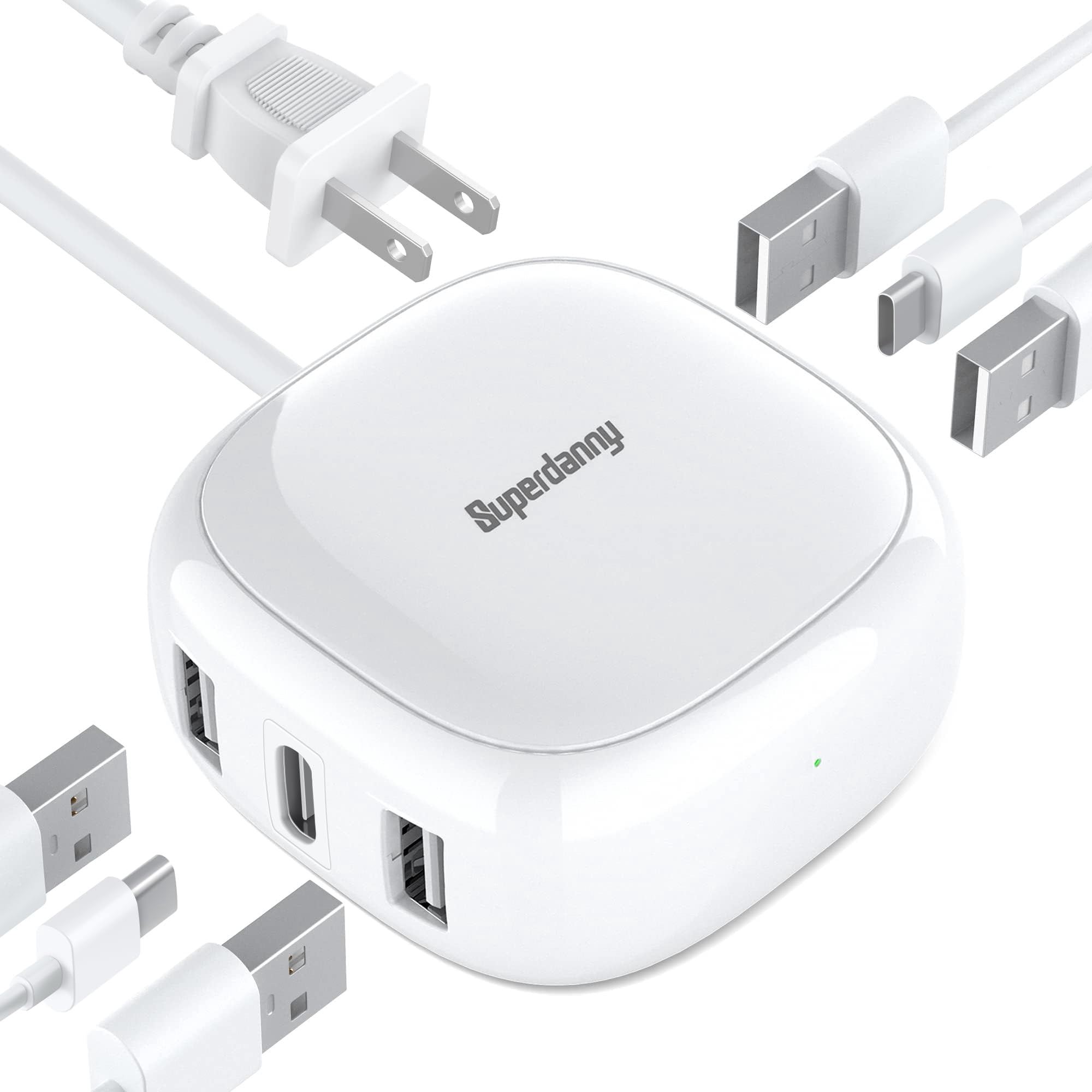 SUPERDANNY 6-Port USB Charger, 40W 8A Mini USB Charging Station ...