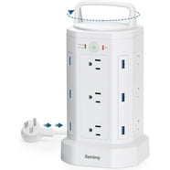 SUPERDANNY Surge Protector Power Strip with 8 Outlet 4 USB Flat Plug ...