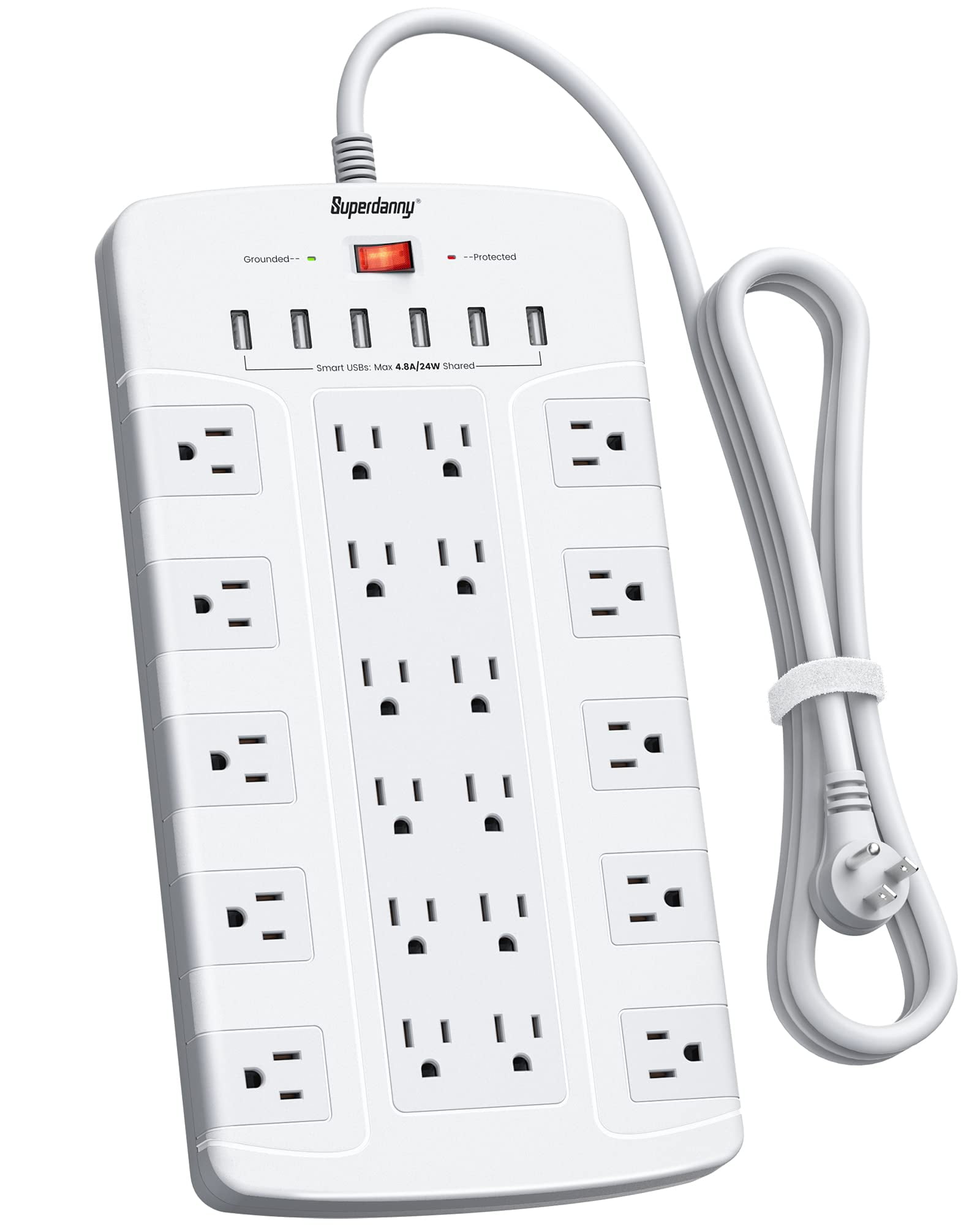 SUPERDANNY Power Strip with 22 Outlets & 6 USB Ports - Walmart.com