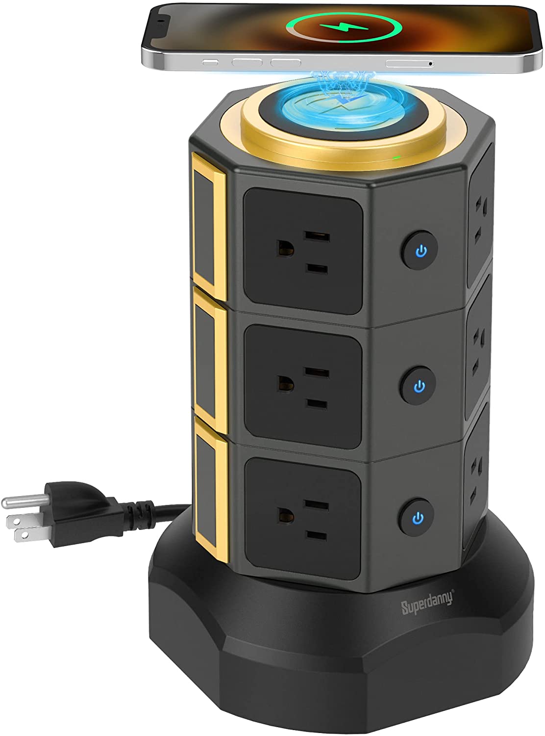 QVS 6-Outlets Wallmount Surge Protector with Dual-USB 3.1Amp Charger ...