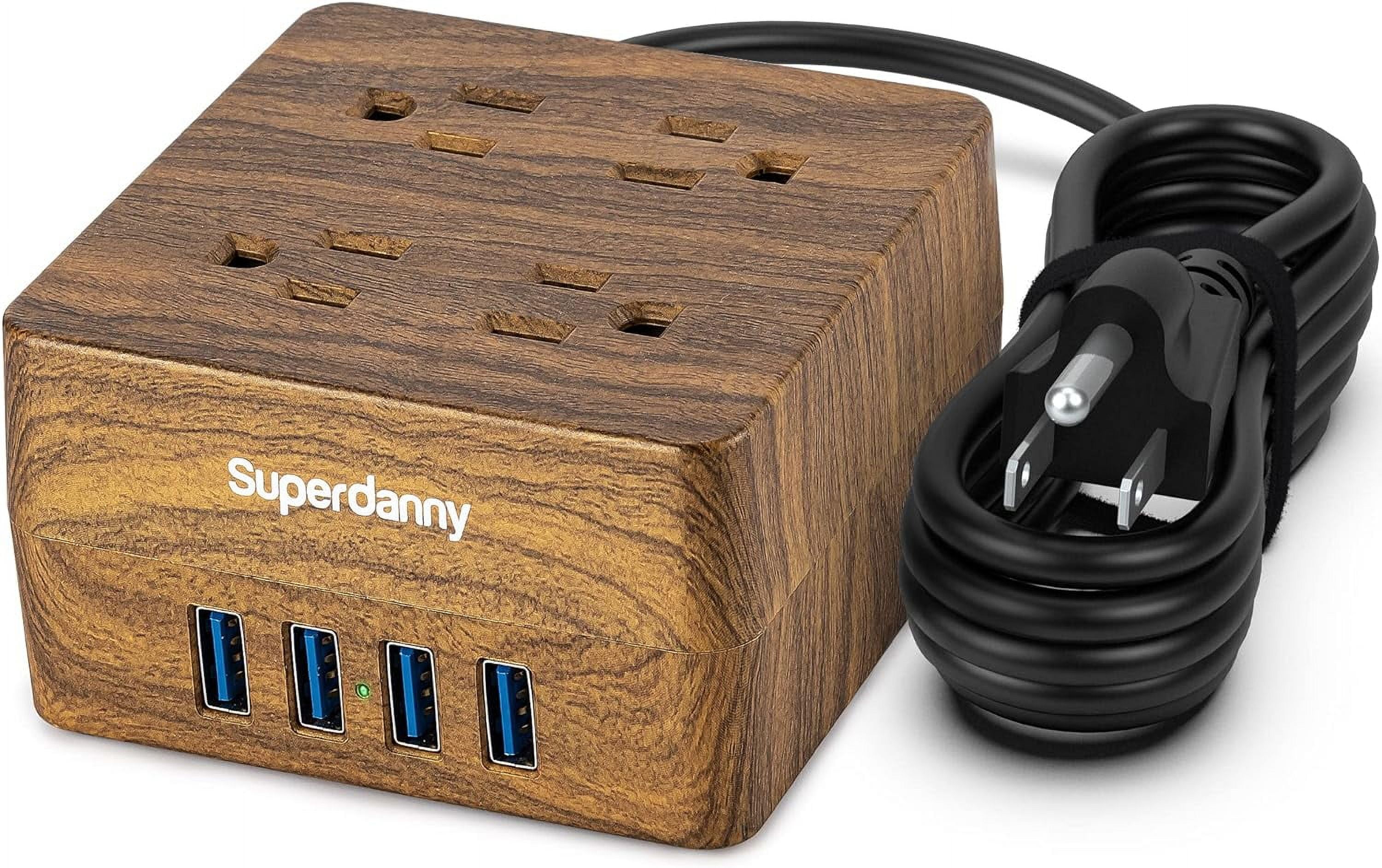 SUPERDANNY Portable USB Power Strip Surge Protector, Fast Charging, 5ft ...
