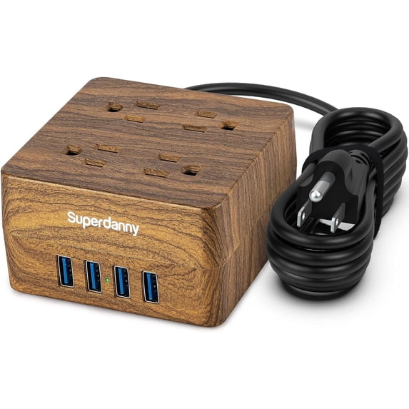 SUPERDANNY Portable USB Power Strip Surge Protector, Fast Charging, 5ft ...