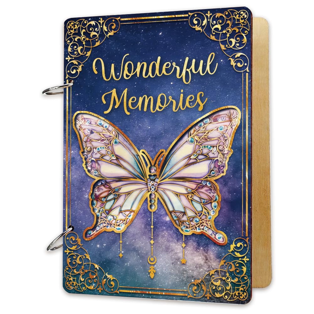 SUPERDANT Wooden Card Keeper Memory Book Loose Leaf Binder Greeting ...