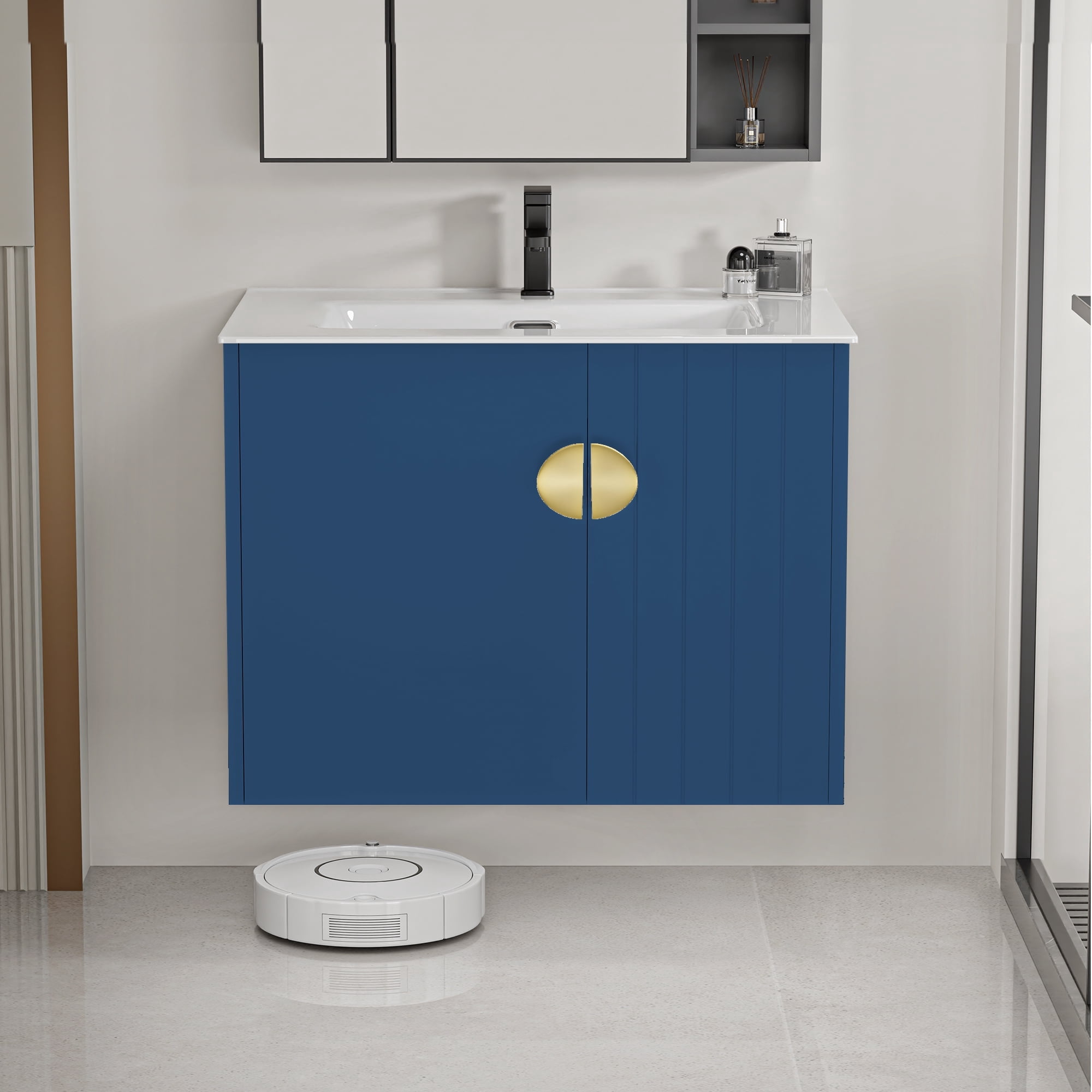 SUPERFLO 24" Bathroom Vanity with Sink Blue, Modern Floating Vanity ...