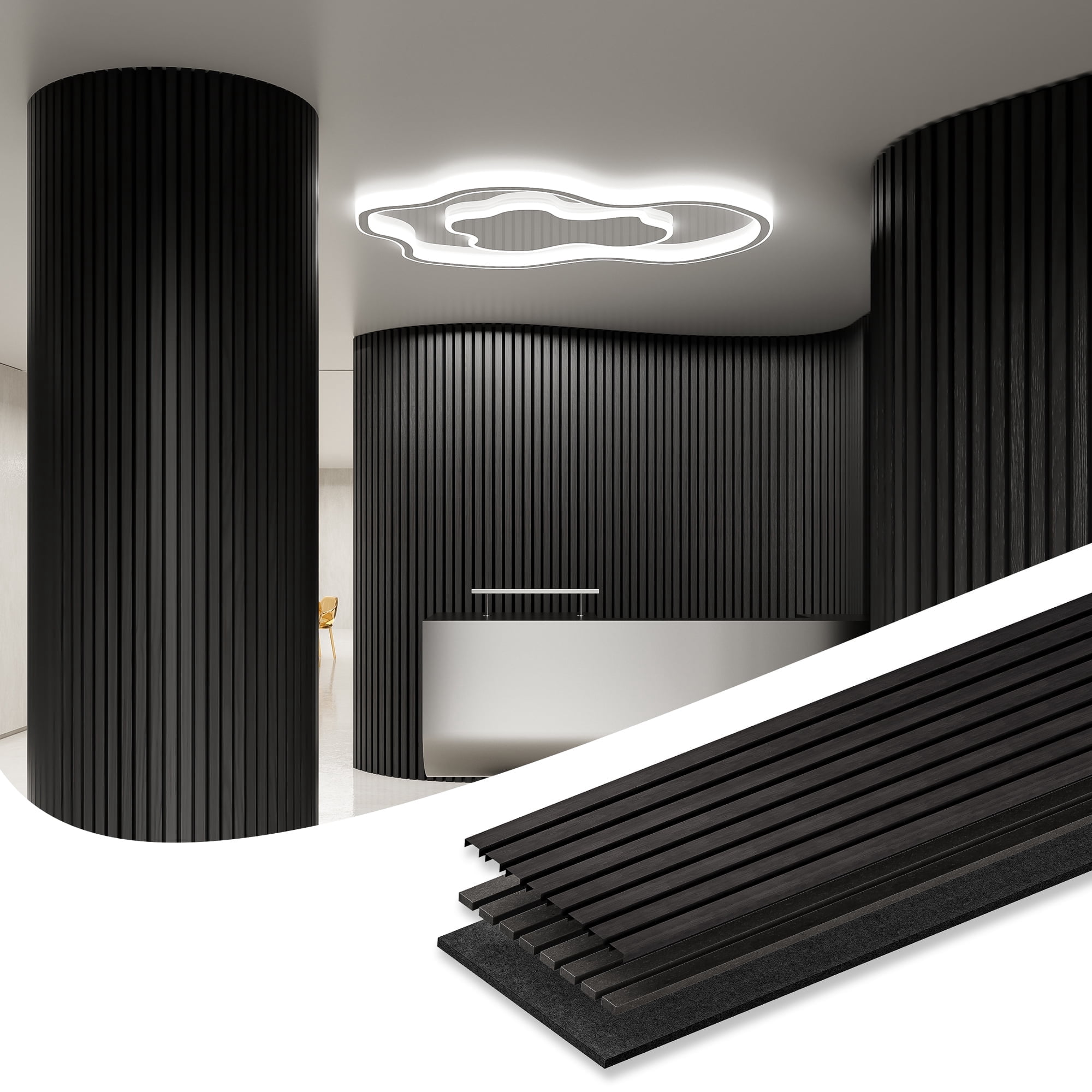 SUPERFLO Acoustic Panel, 93.7"x12.6" Wood Slat Wall Panel with Felt ...