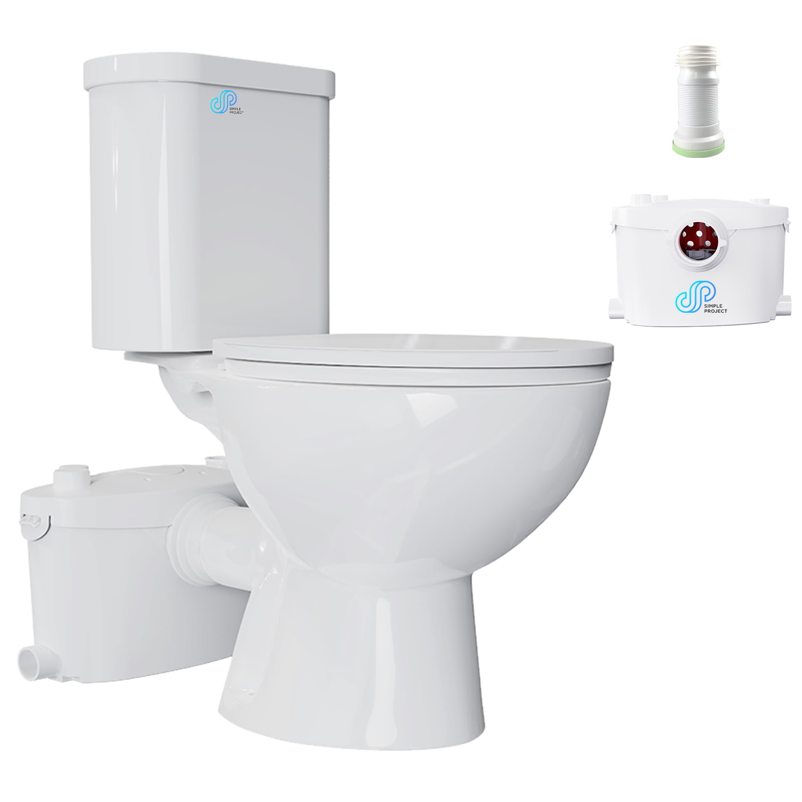 SUPERFLO Upflush Toilet for Basement - Macerating Toilet with 600W Macerator Pump, Macerating ...