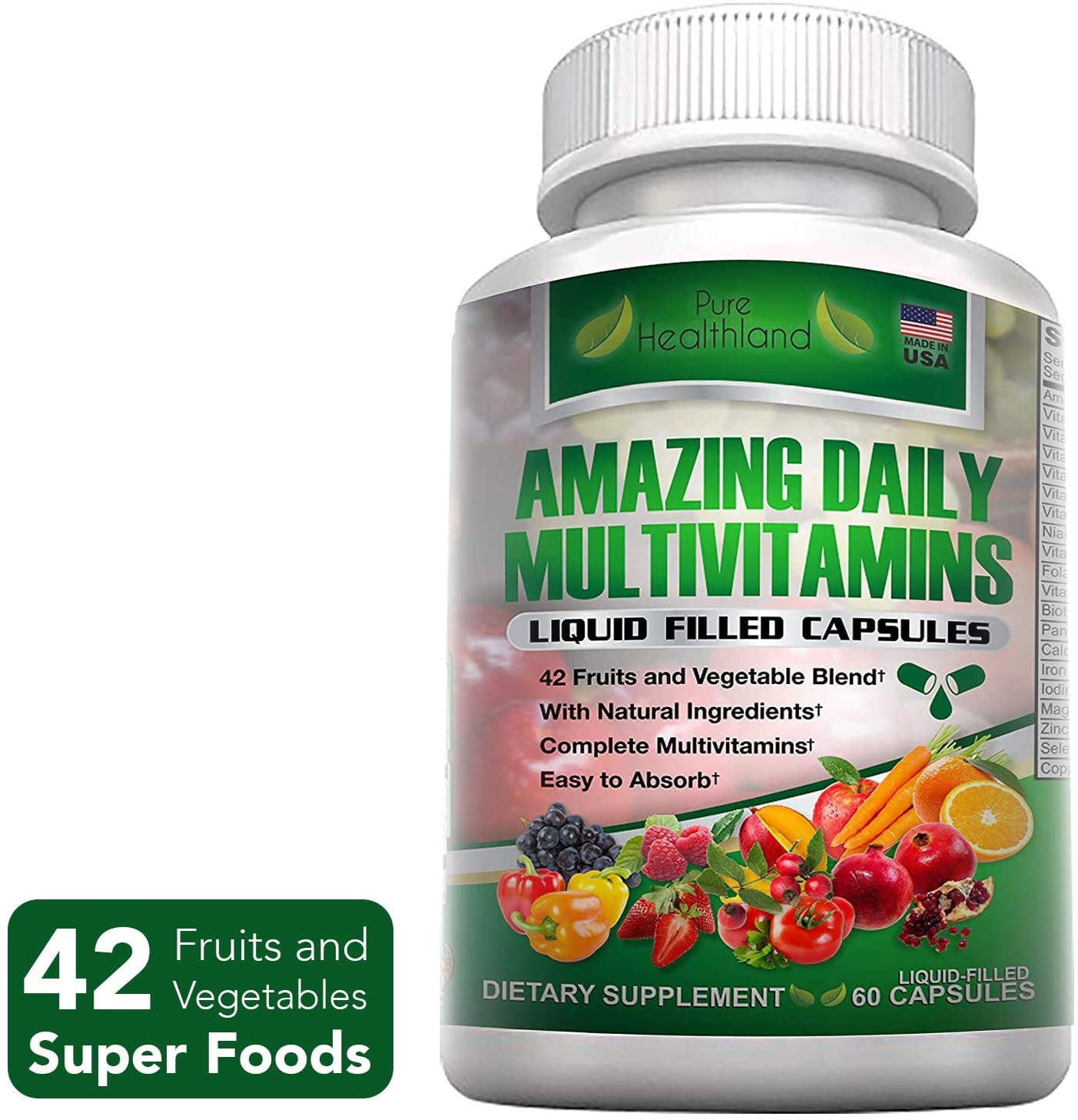 SUPERFOOD BASED Daily Multivitamin Liquid Filled Capsules. Easy To ...