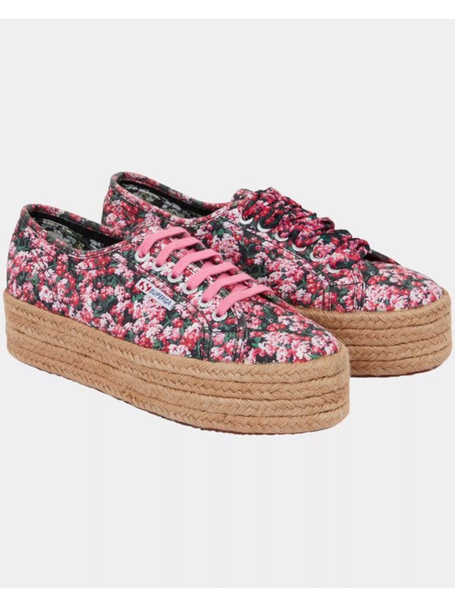 SUPERGA Womens Pink Floral Design Flatform Woven Limited Edition Mary ...
