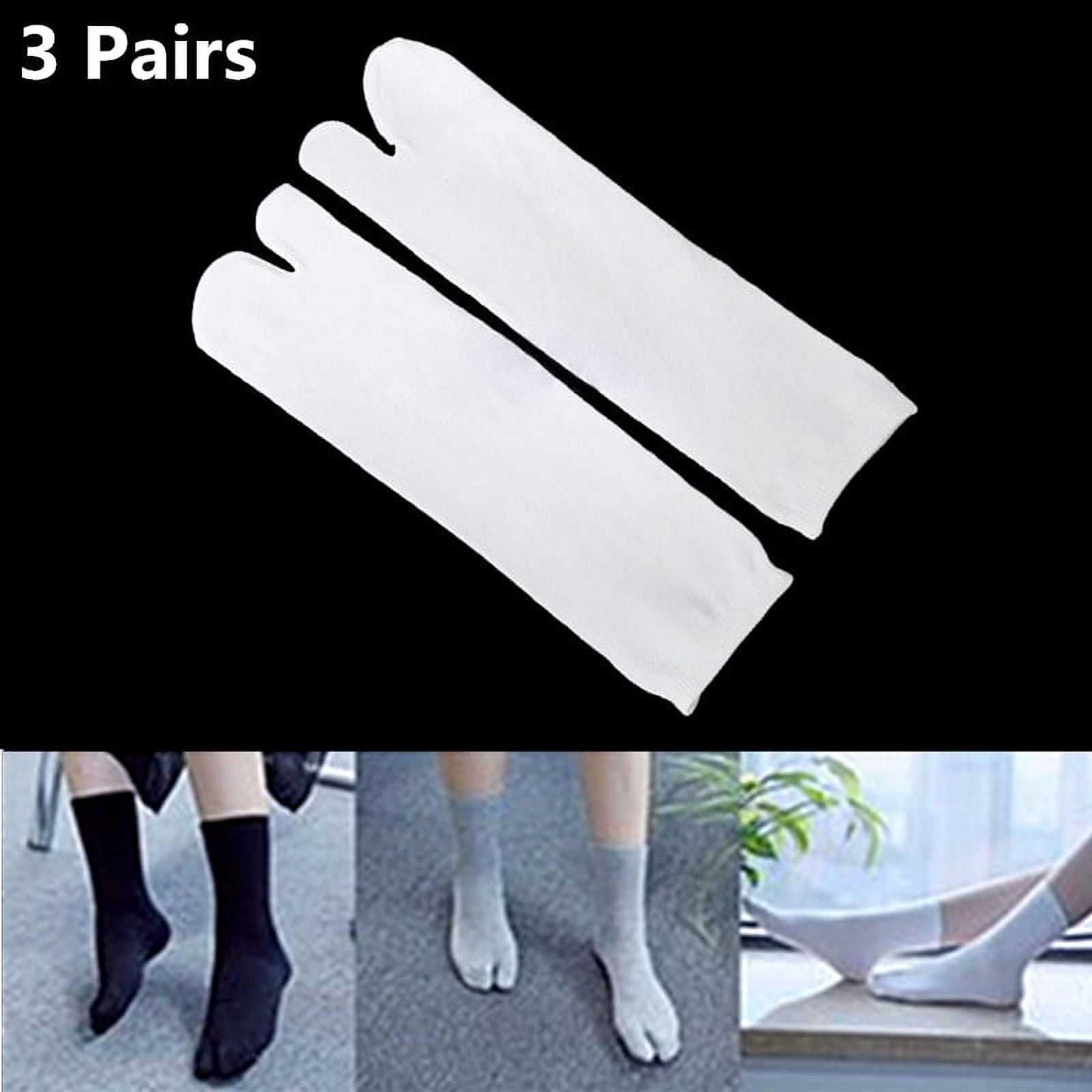 SUPERHOMUSE 3 Pairs Split Toe Socks, Japanese Kimono Flip Flop Sandal ...