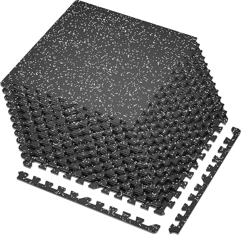 SUPERJARE 0.4'' Thick 6 Pcs 24 Sq Ft Rubber Top Exercise Equipment Mats ...