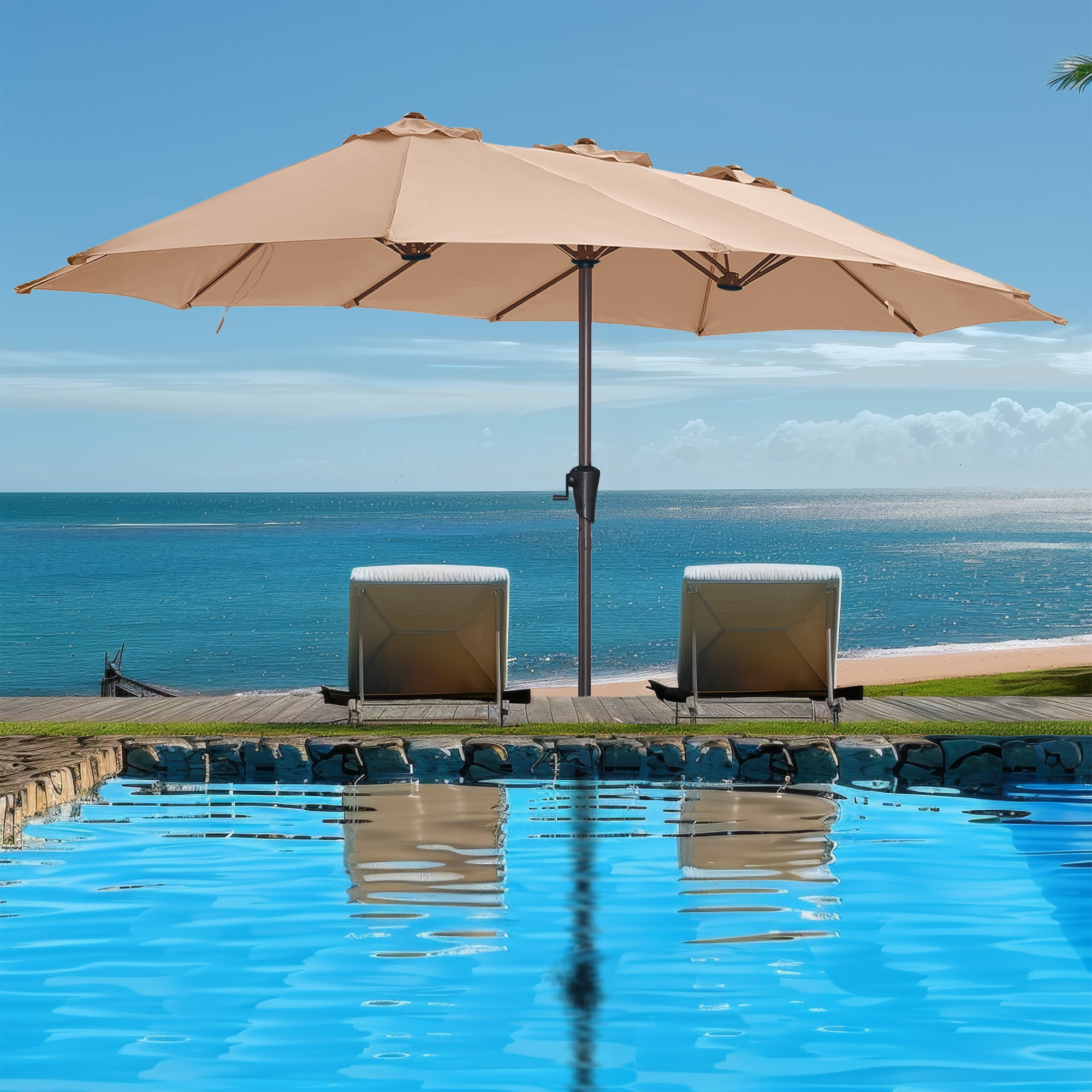 SUPERJARE 13ft Large Patio Umbrella, UV Block, Rust & Fade Resistant ...