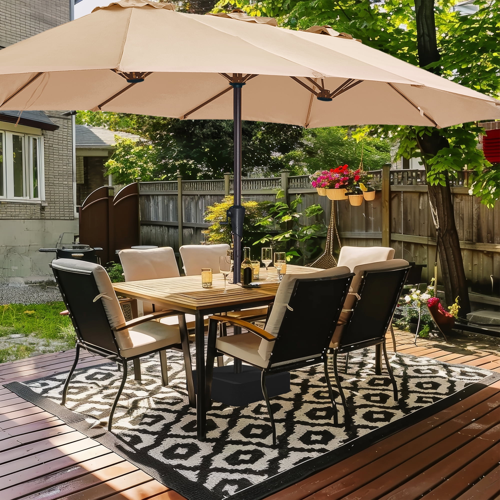 SUPERJARE 13ft Patio Umbrella with Base, UV Resistant Canopy for Deck ...