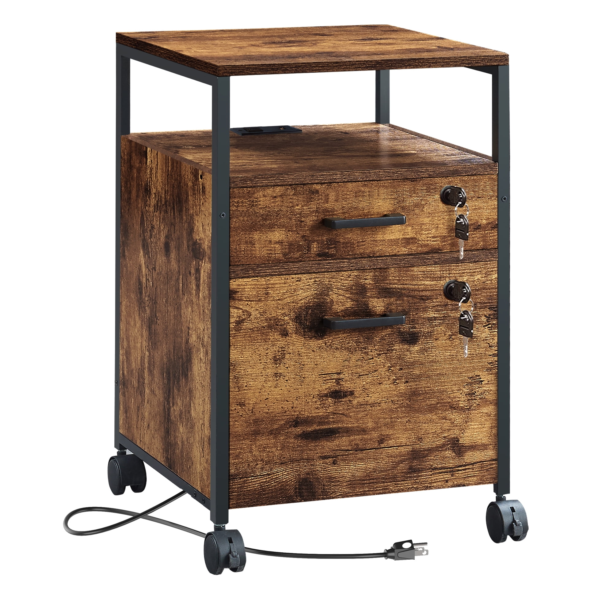 SUPERJARE File Cabinet with Lock & Charging Station, Mobile File ...