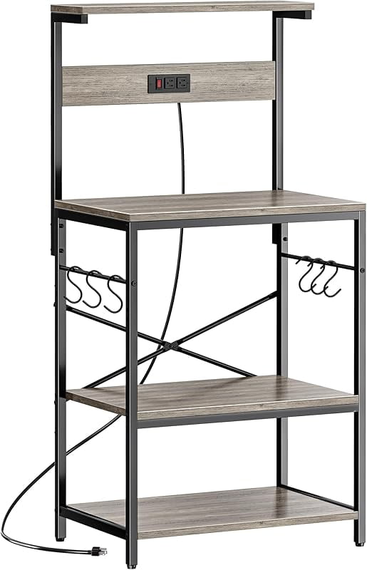 SUPERJARE Kitchen Bakers Rack with Power Outlet, Coffee Bar Table 4 ...