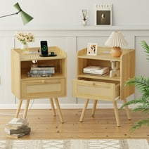 FREDEES Nightstand with Concealed Storage Drawer, Wood Night Stand End ...