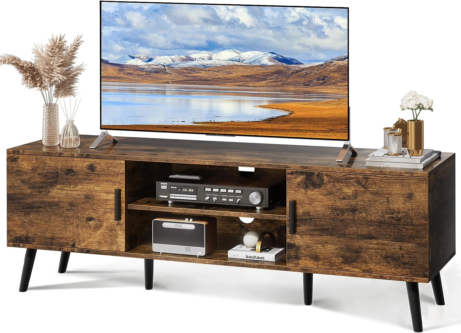 SUPERJARE TV Stand for 55 Inch TV, Entertainment Center with Adjustable ...