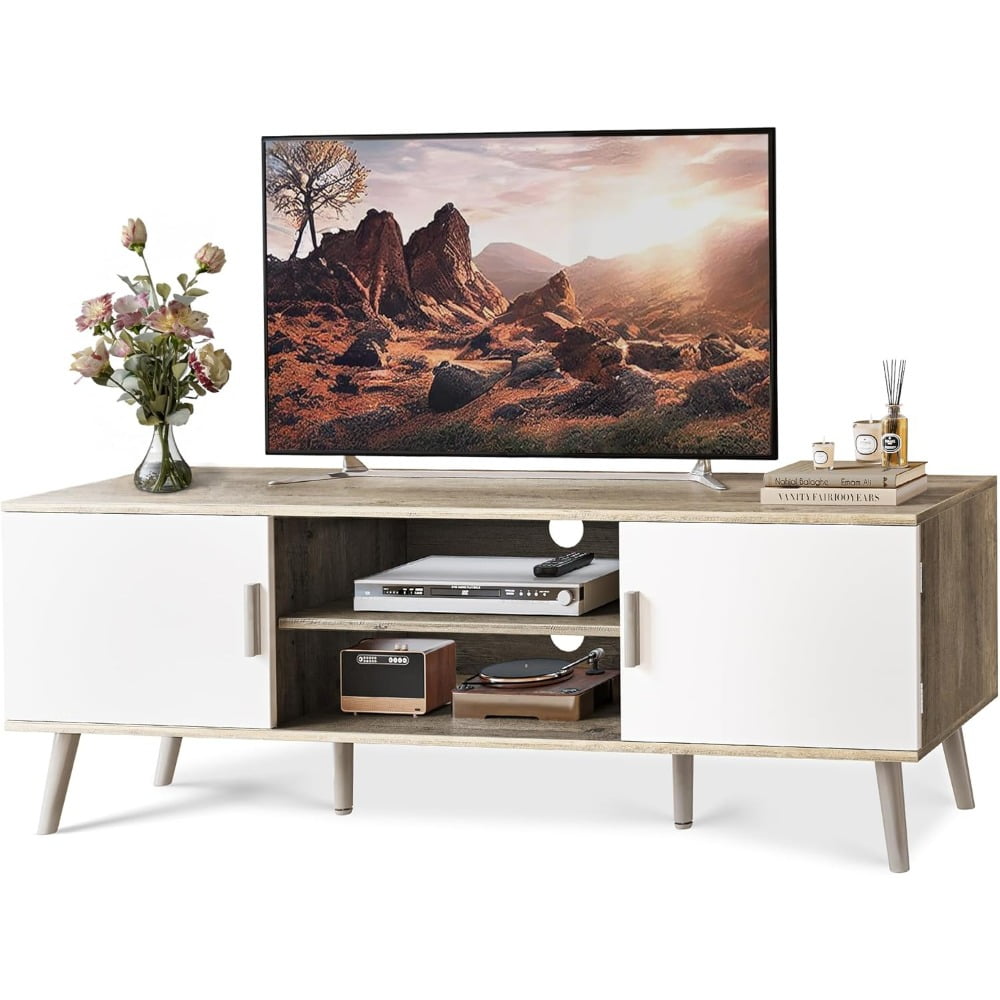 SUPERJARE TV Stand for 55 Inch TV, Entertainment Center with Adjustable ...