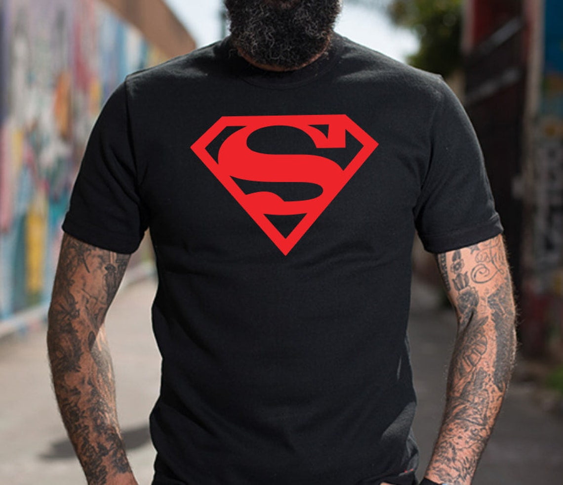 SUPERMAN S-Shield T-shirt, Superboy Superhero Shirt,Black Color,Size M ...