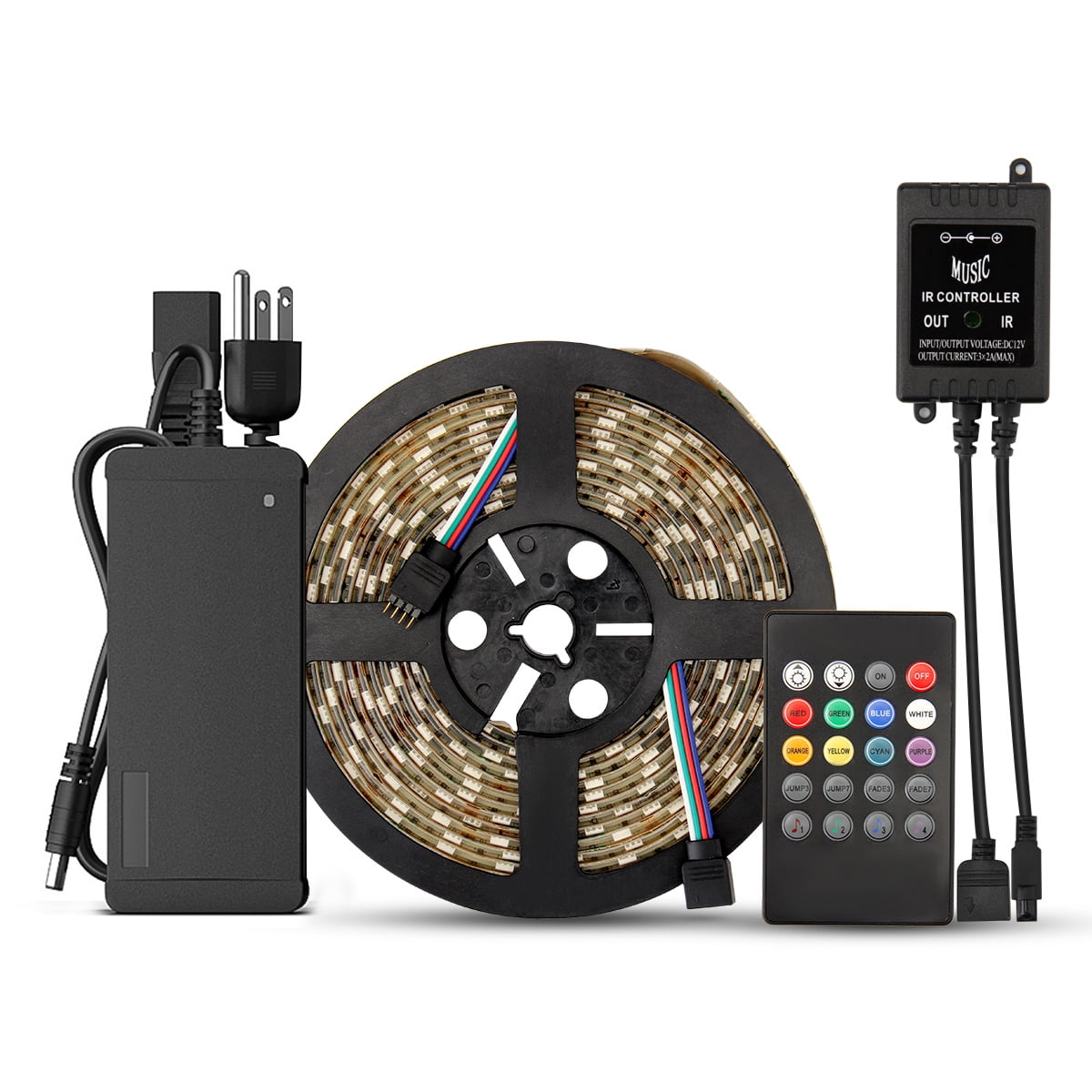 SUPERNIGHT Flexible 5M 60Leds/m RGB 16.4ft 300LEDs SMD 5050 Black PCB ...