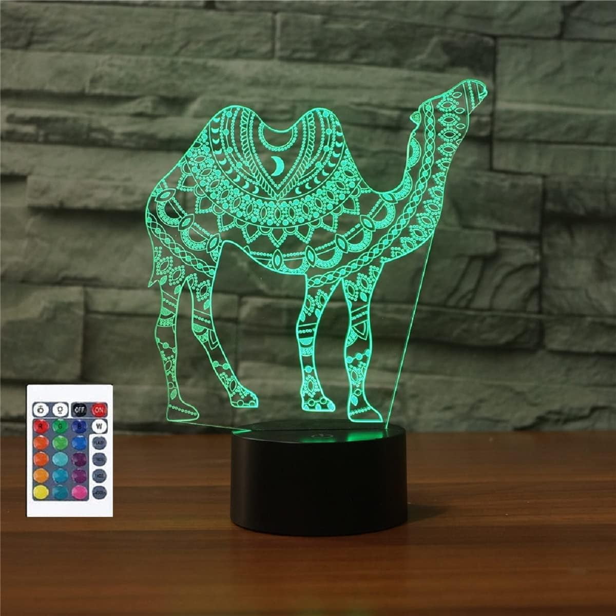 SUPERRUIDALON 3D Camel Remote Control 16 Color Night Lights Illusion ...
