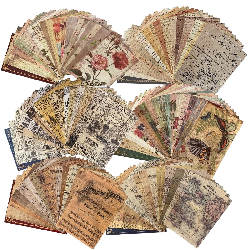 SUPJESWEK 180 Sheets Collage TSF6 Material Vintage DIY Scrapbook Paper ...