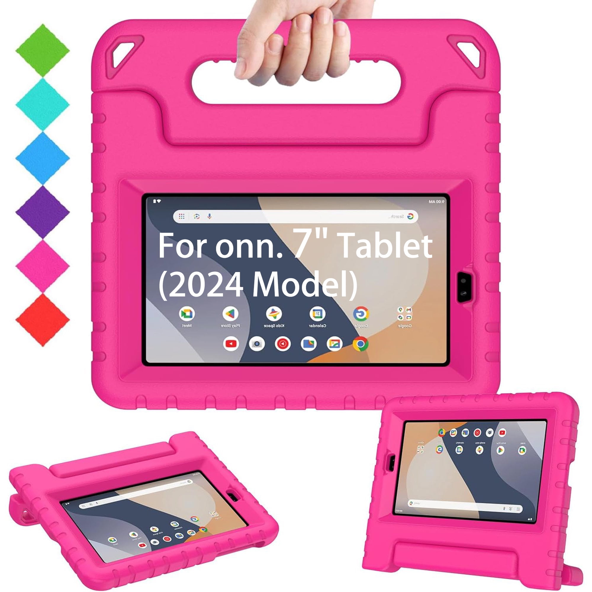 SUPNICE Kids Case for Onn 7 inch 2024 Gen 4 Tablet Lightweight Impact-Resistant Handle Stand ...