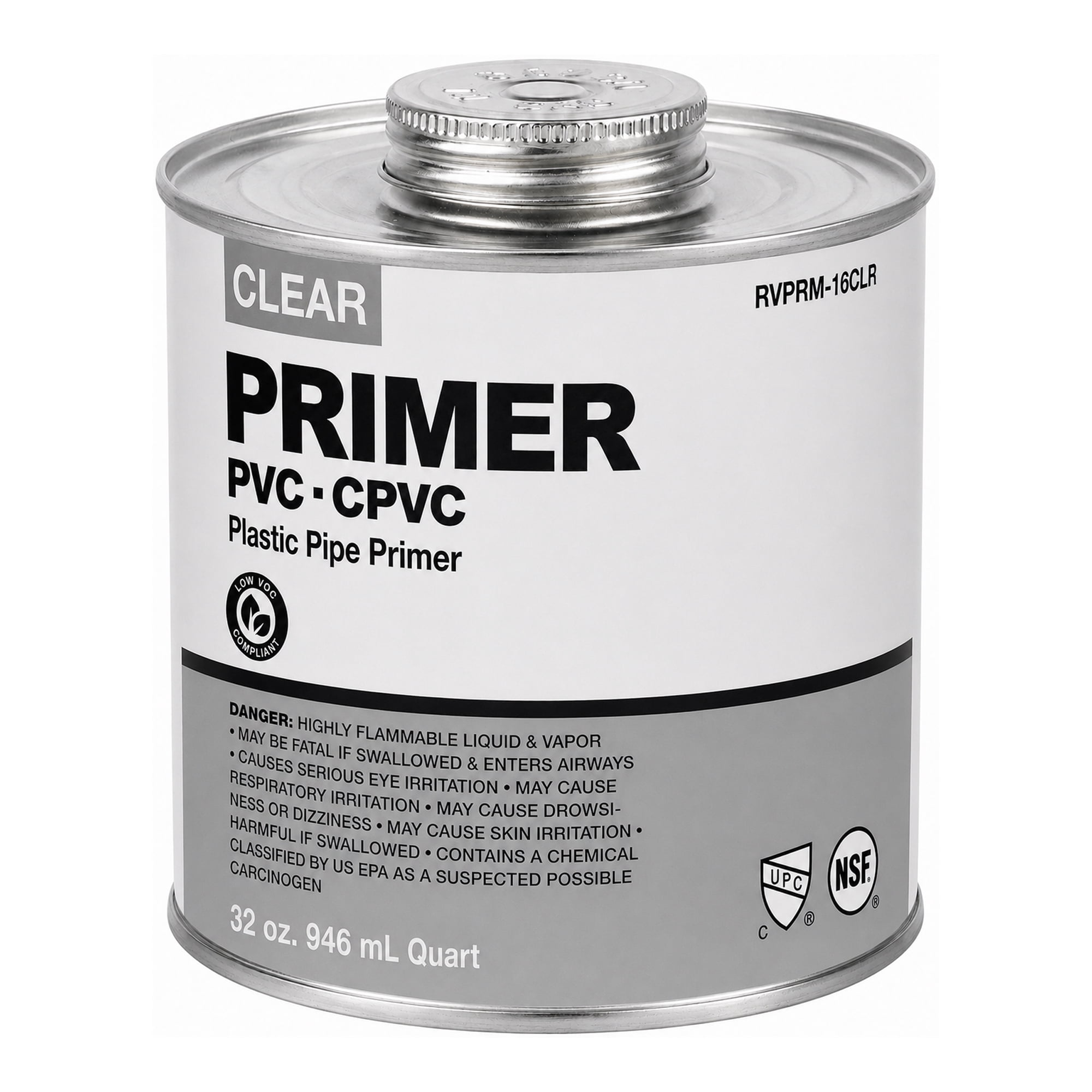 SUPPLYGIANT 32 oz Clear PVC/CPVC Primer Cement Industrial Grade Low-VOC ...