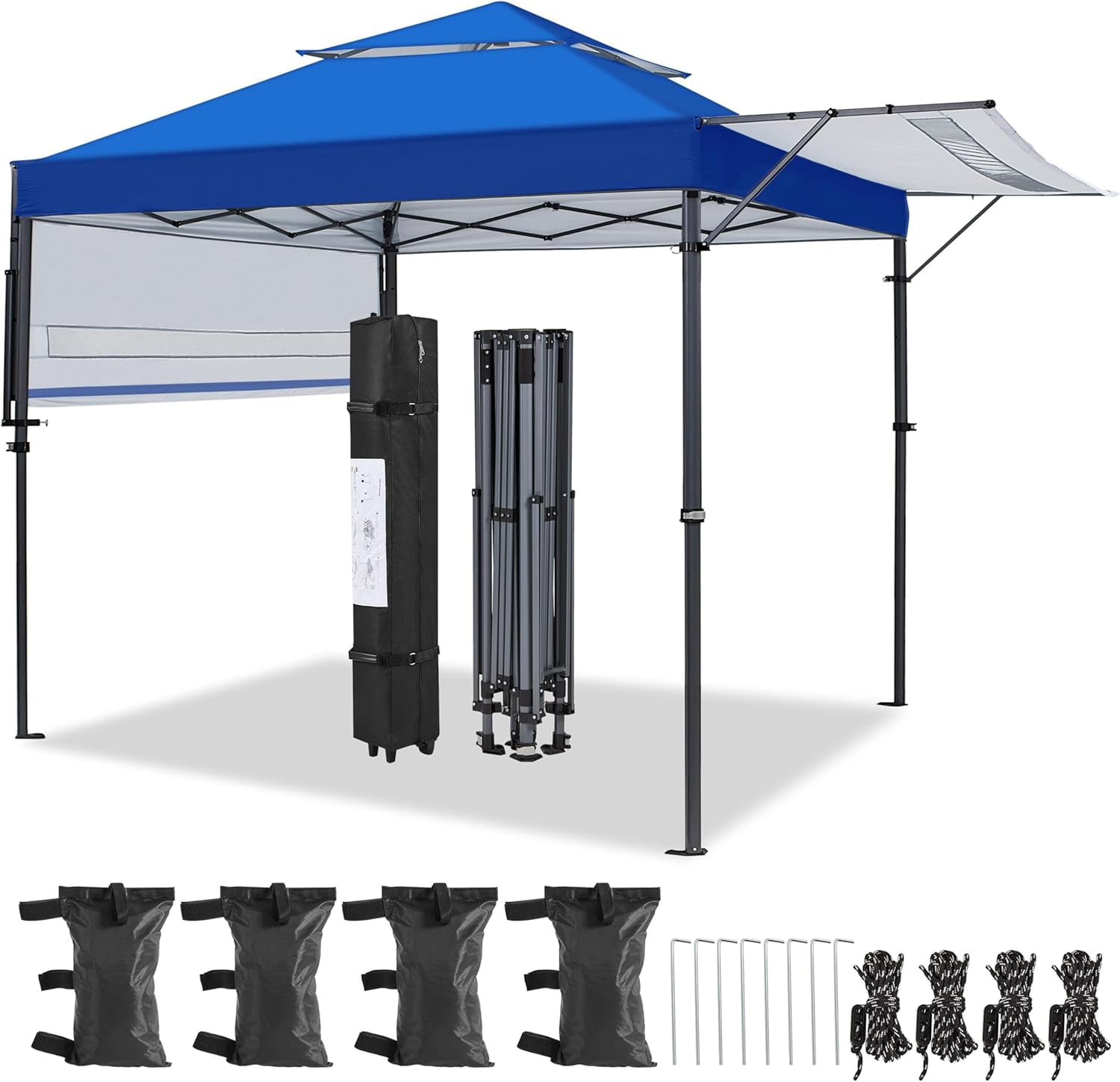 SUPQ 10x17ft Pop Up Canopy with Awnings, 2-Tier Outdoor Canopy Tent ...