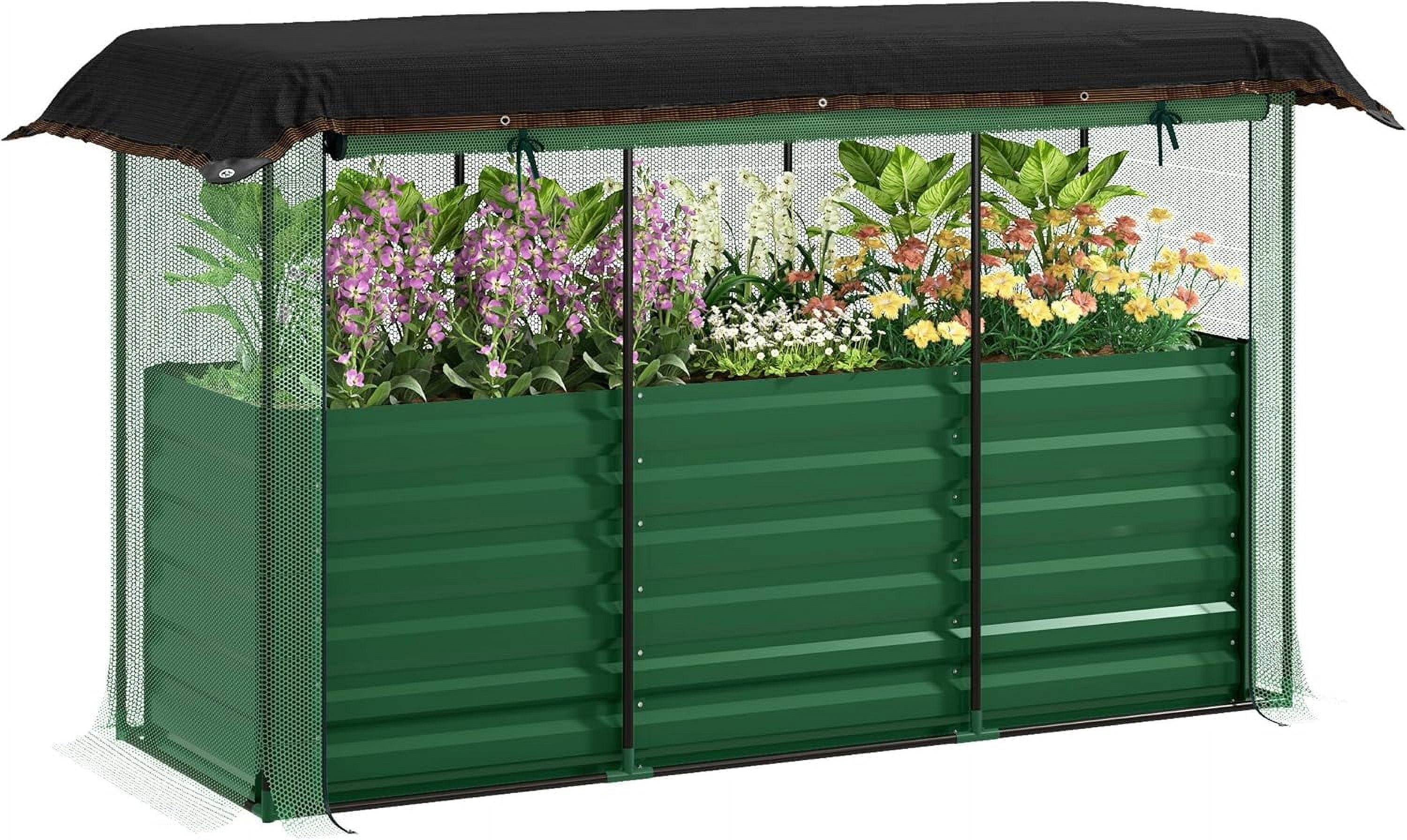SUPQ 5.9 x 2 x 1.9 ft Galvanized Raised Garden Bed with Crop Cage Plant ...