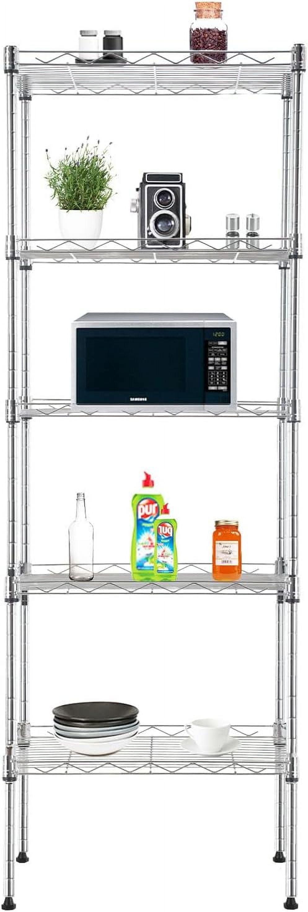 SUPQ 5-Tier Adjustable Wire Shelf 12" W x 17" D x 48" H Max Load 750 ...