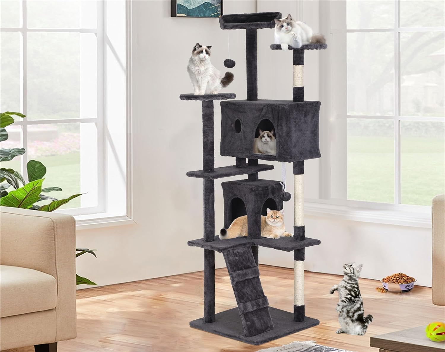 SUPQ 70 Inch Cat Tree, Cat Tower for Indoor Cats, Multi-Level Tall Cat ...