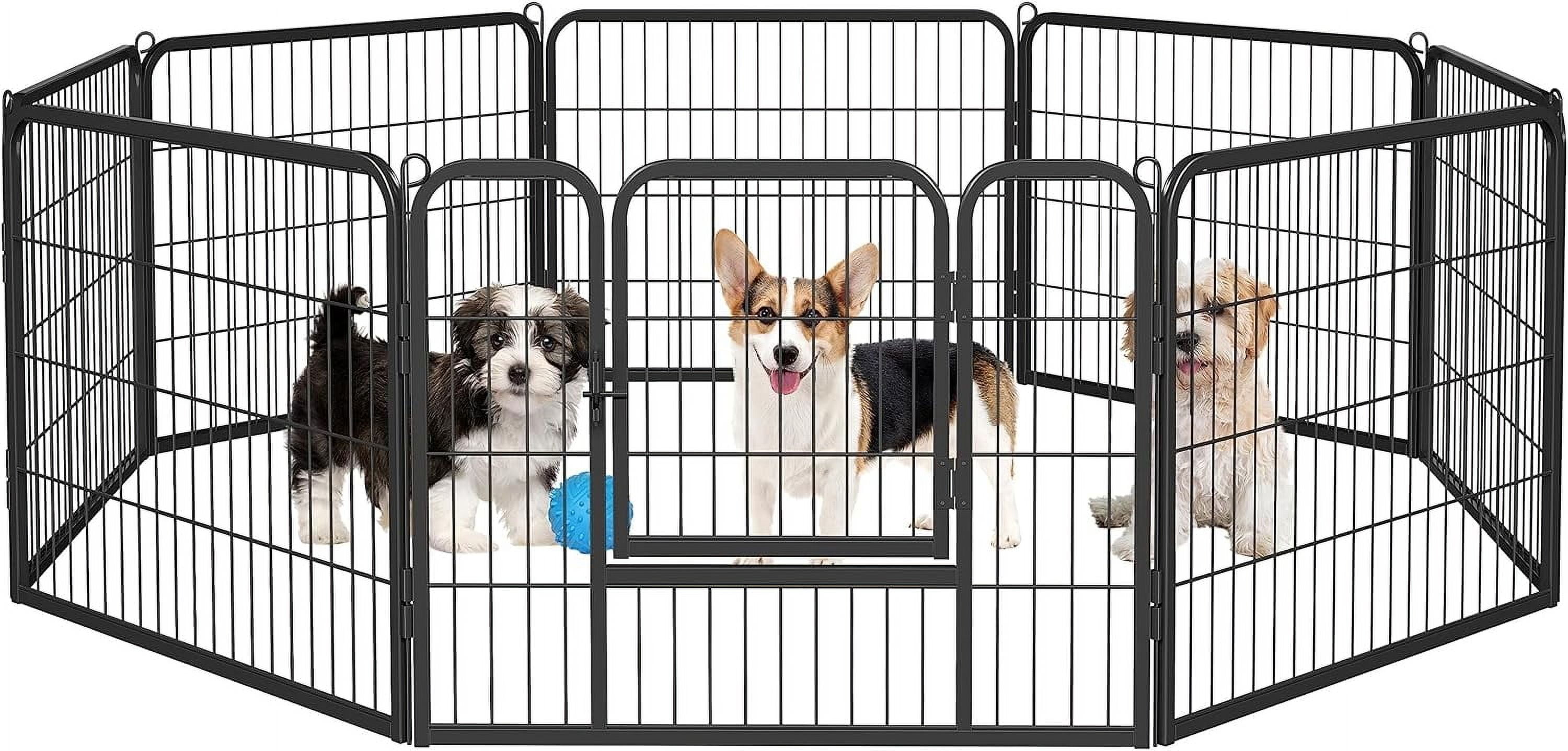SUPQ 8 Panel 24-inch Dog Pen Playpen-Heavy Duty Metal Pet Play Pens for ...