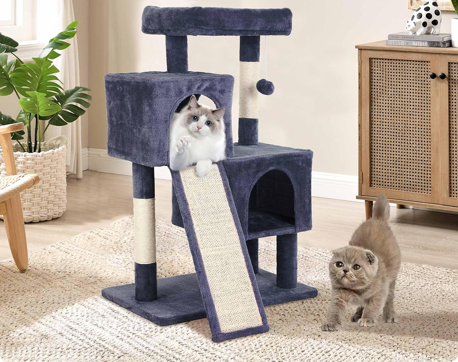 SUPQ Cat Tree Tower, 36.4" Small Cat Tower for Indoor Cats with Cat ...