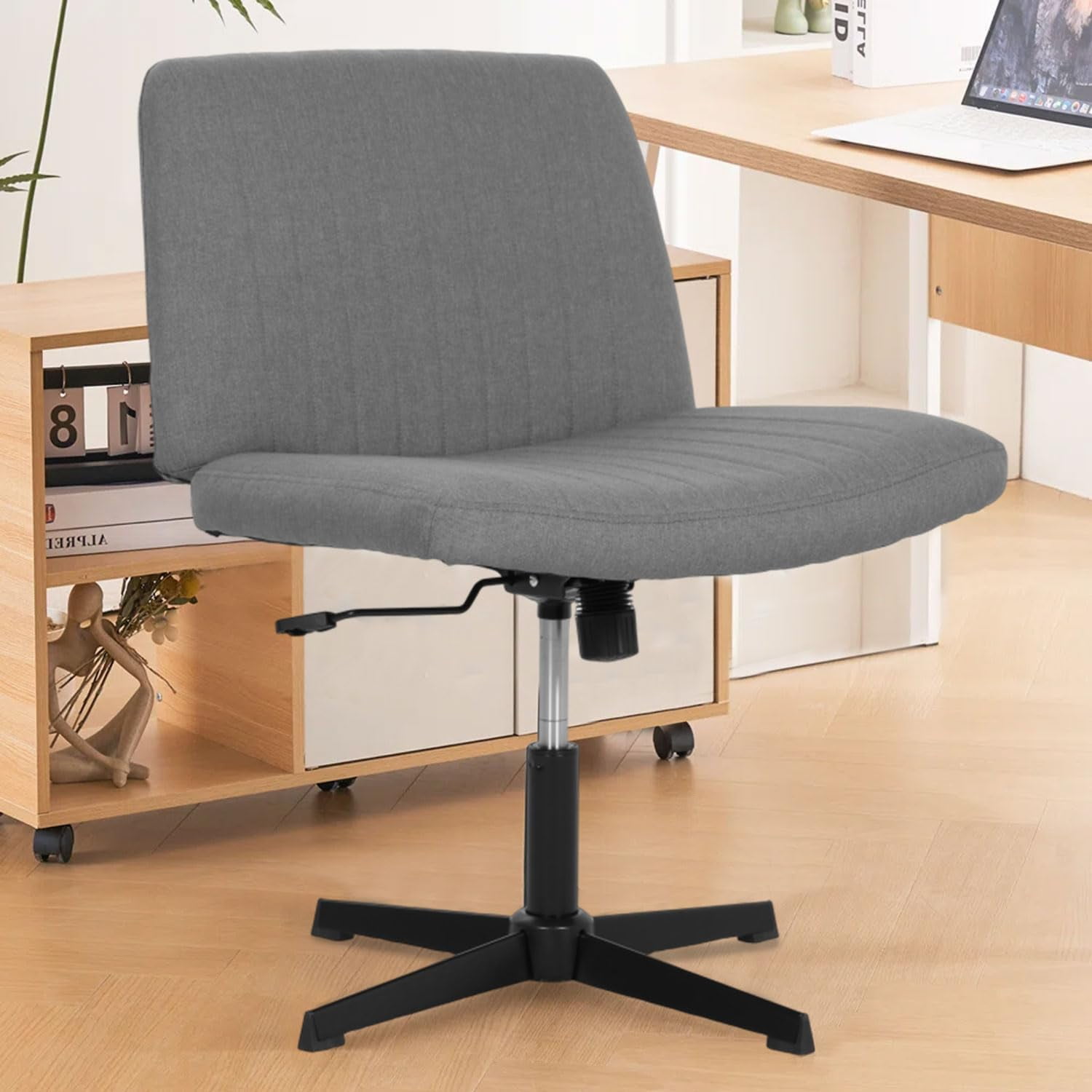 SUPQ Chair, Cross Legged Office Chair Armless Vanity Chair with Back ...