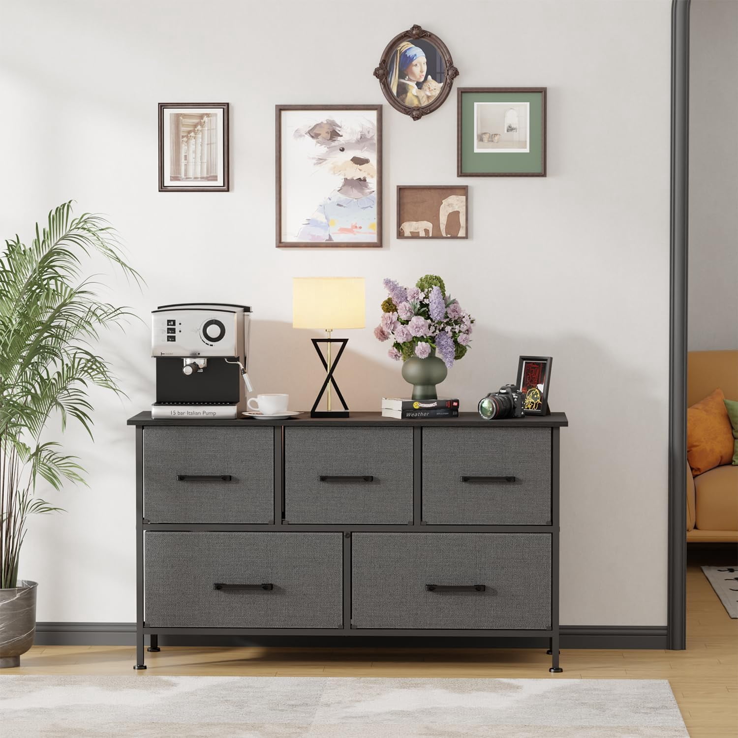 SUPQ Fabric Drawer Dresser for Bedroom with 5 Drawers, Closet Drawer ...