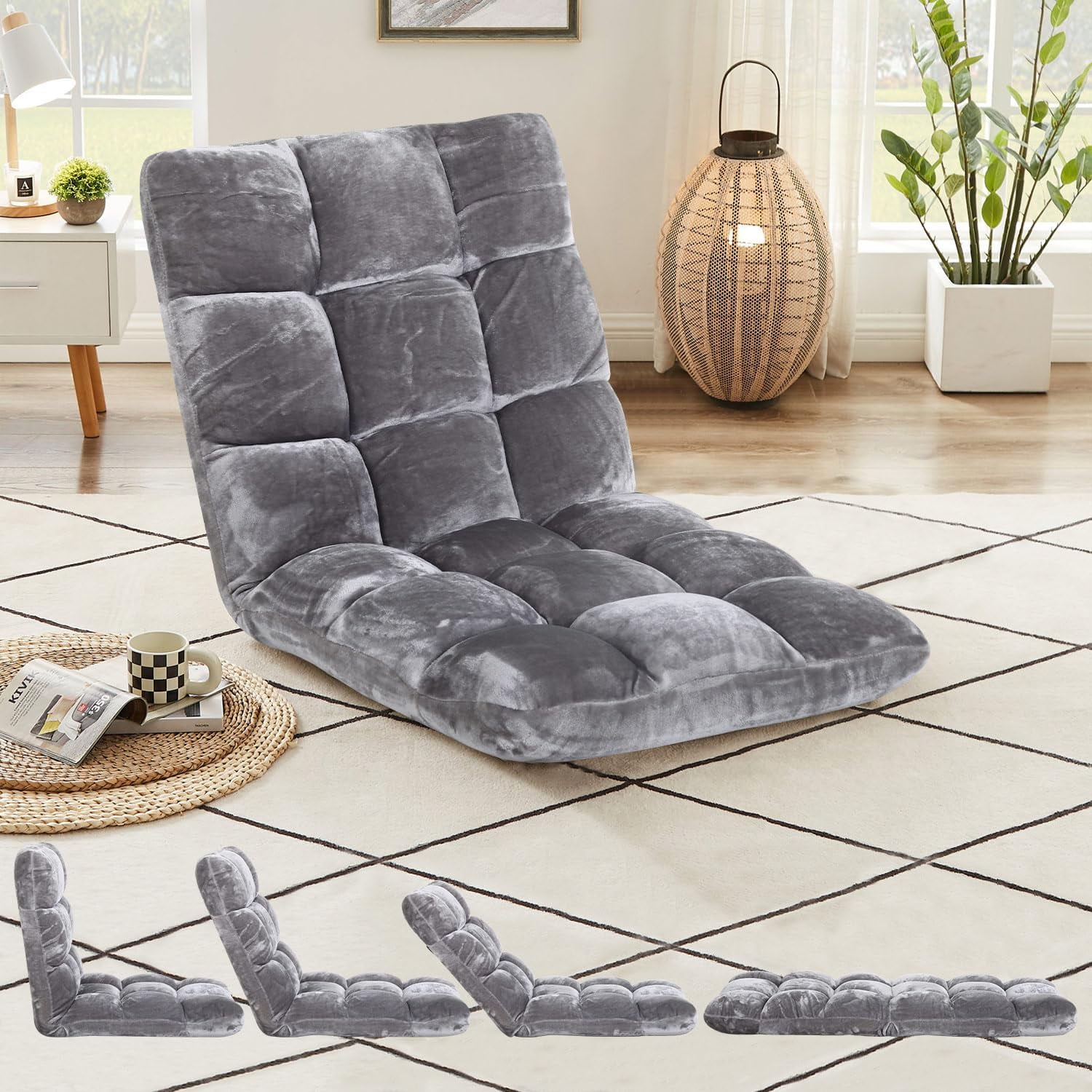 SUPQ Floor Chair with Back Support, Folding Gaming Sofa Chair Legless ...