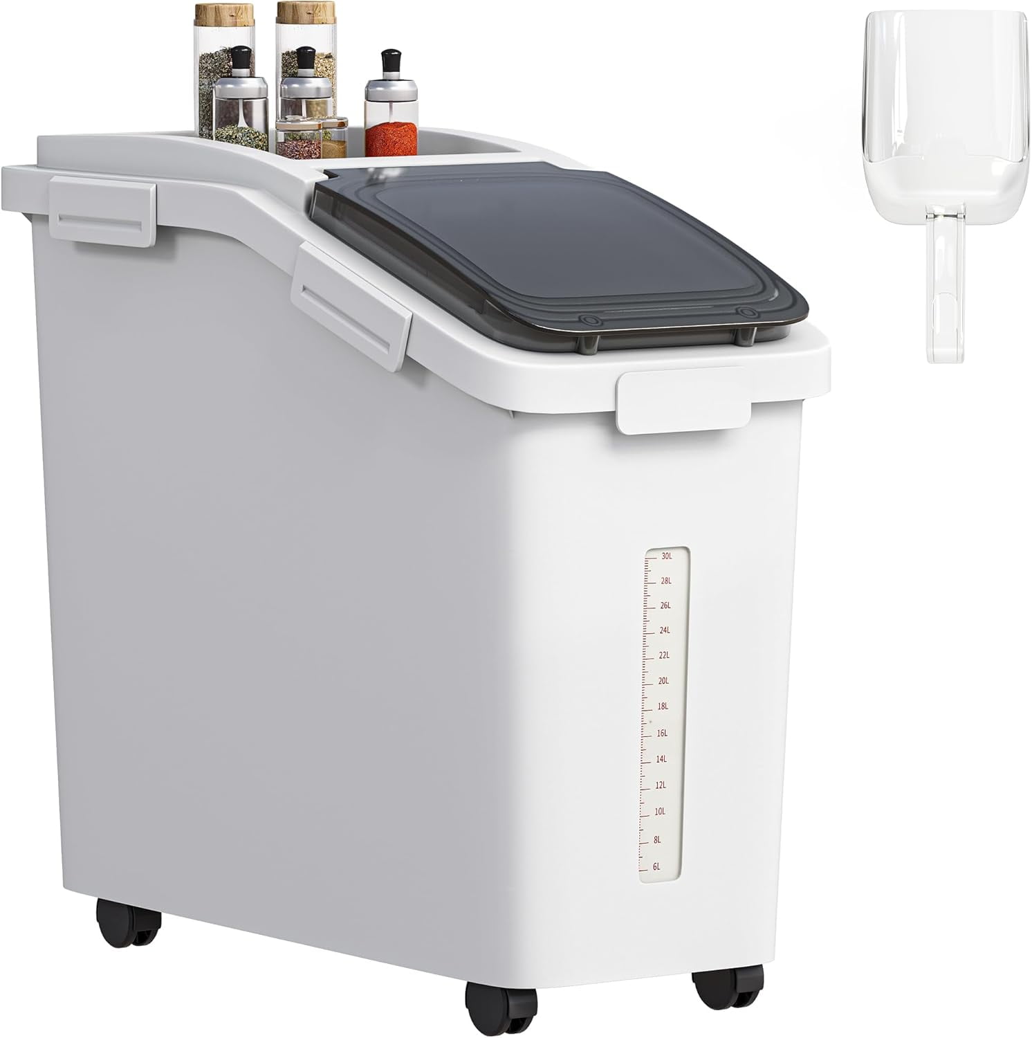 SUPQ Large Ingredient Storage Bin, Commercial Rice Container With ...