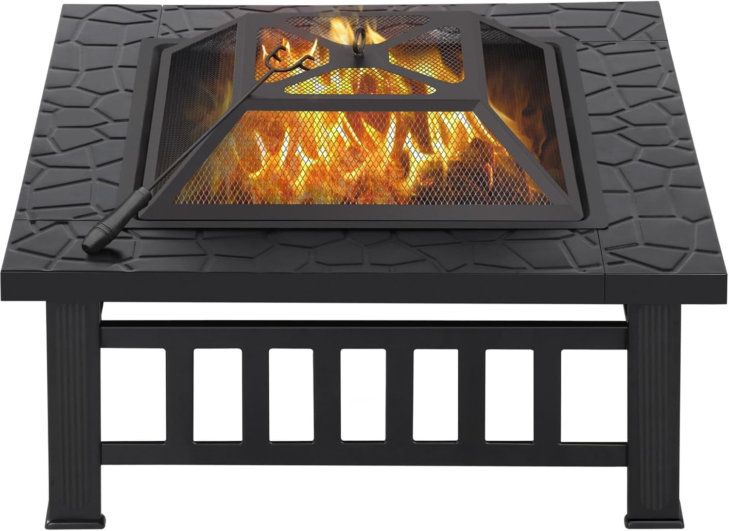 SUPQ Outdoor Fire Pit Wood Burning Multifunctional Firepits Table Patio Stove with Waterproof ...