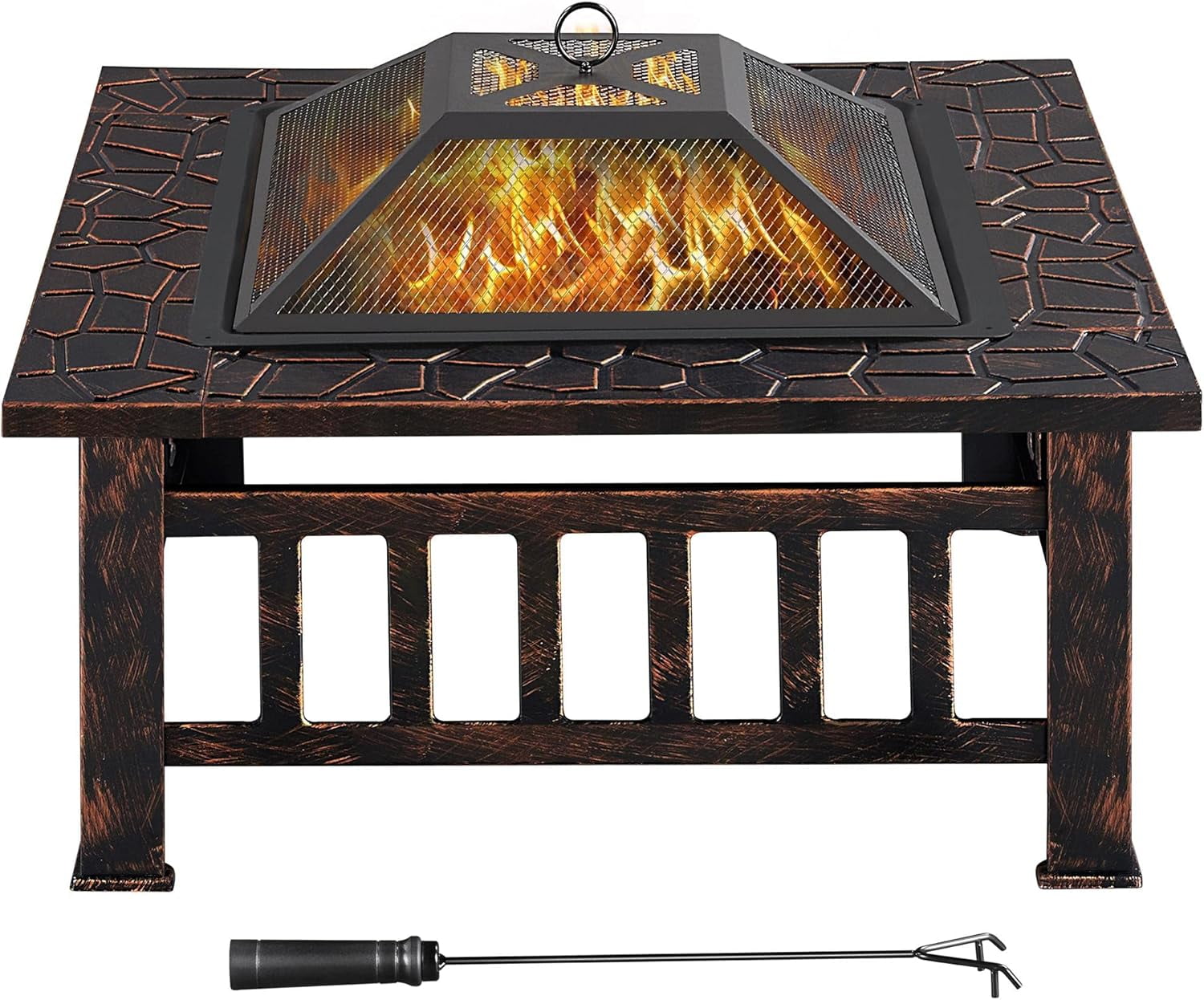SUPQ Outdoor Fire Pit Wood Burning Multifunctional Firepits Table Patio Stove with Waterproof ...