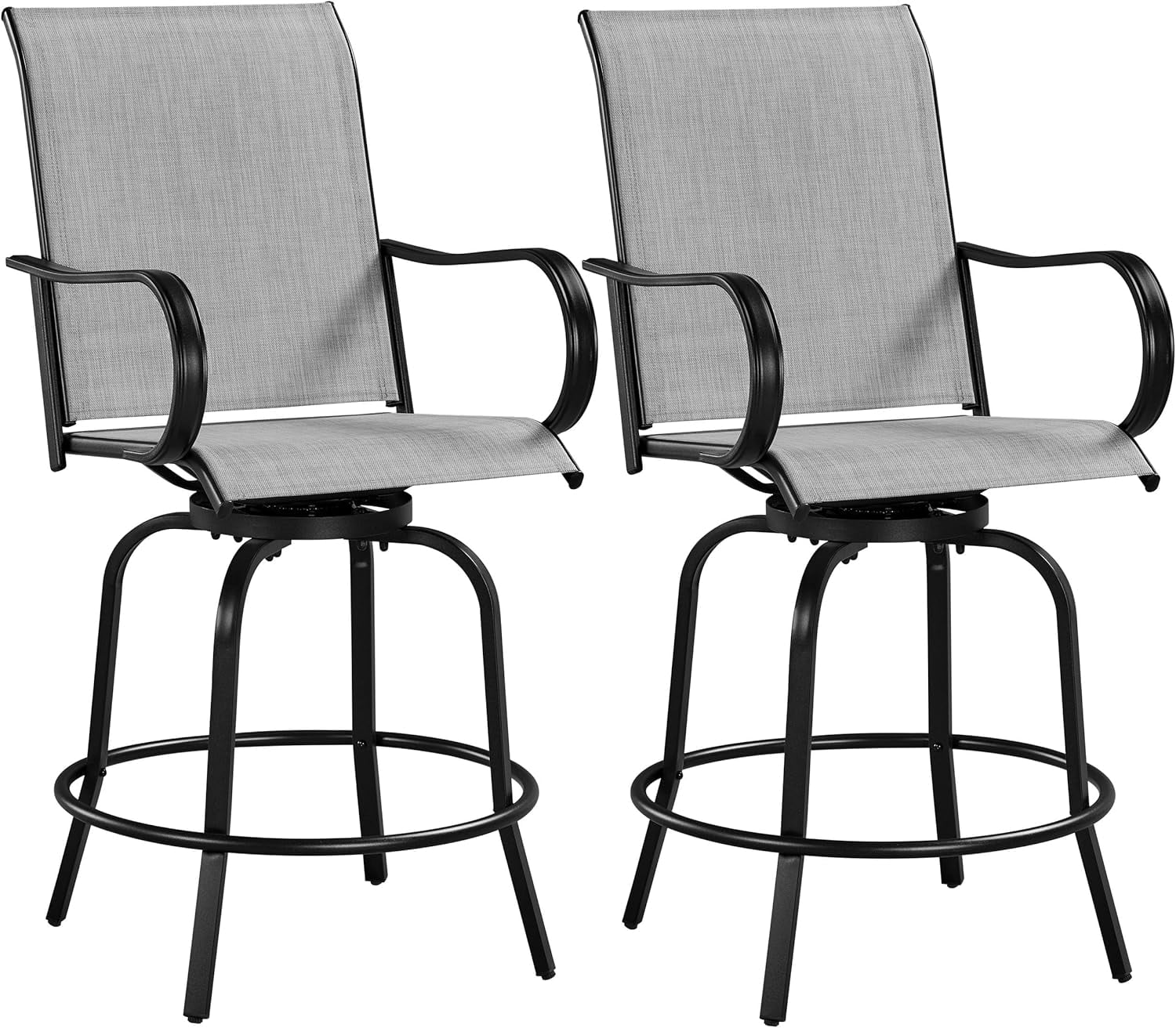 SUPQ Patio Swivel Bar Stools Set of 2, All-Weather Outdoor High Bistro ...