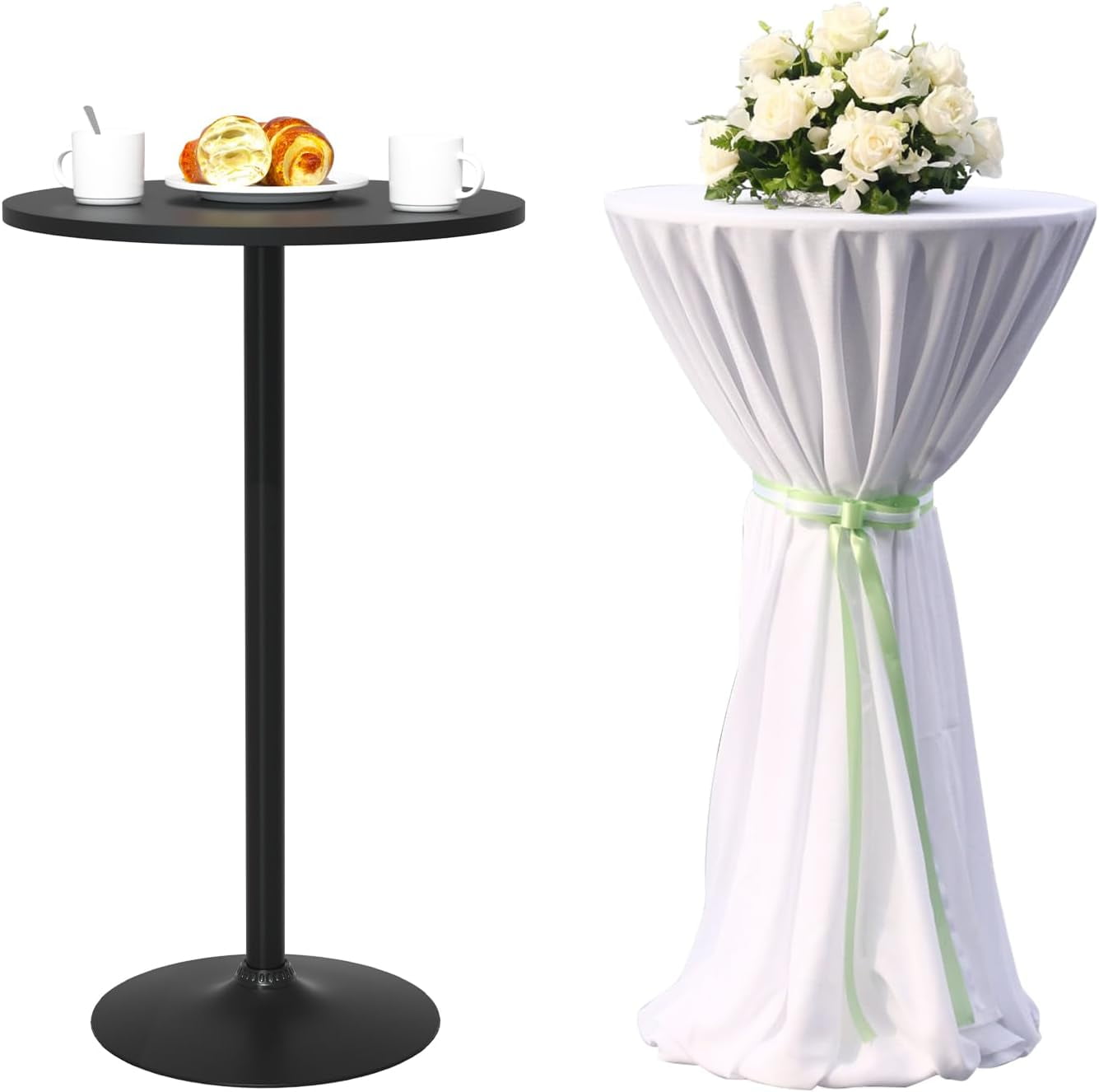 SUPQ Tall Bar Table Cocktail Table Drink Table With Metal Base, 40 ...