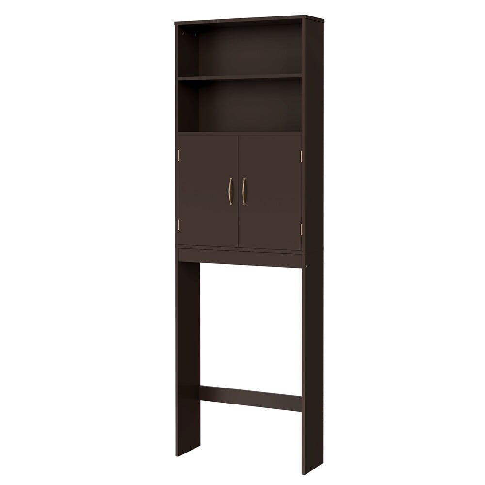 SUPQ Tall Free-Standing Over-the-Toilet Storage with Double Doors and 2 Open Shelves, Material ...