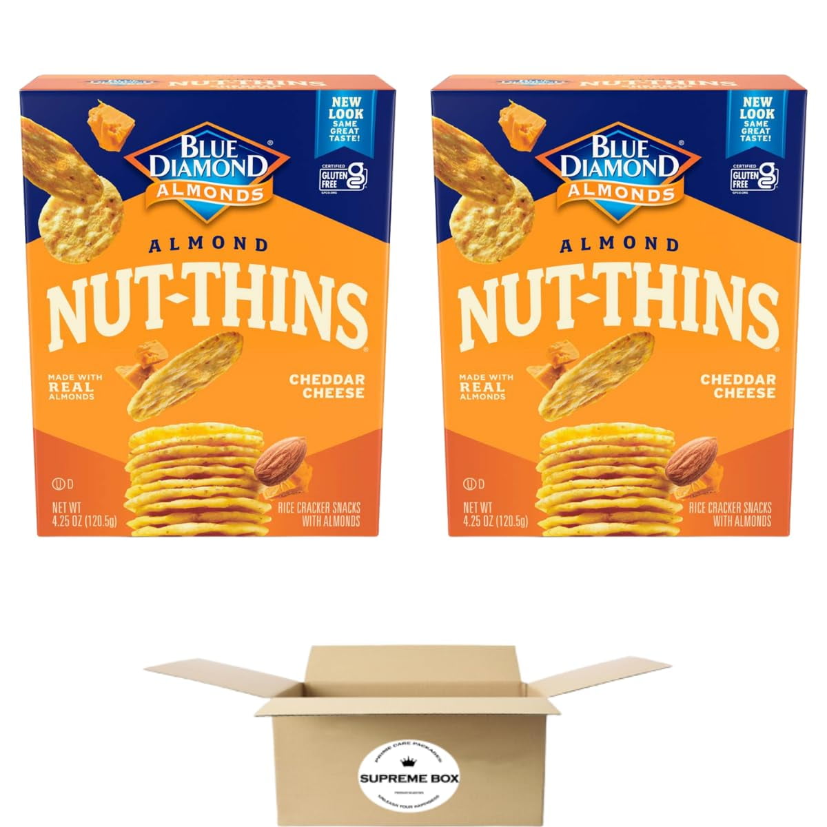 SUPREME BOX Blue Diamond, Nut Thins Gluten Free Nut & Rice Crackers ...