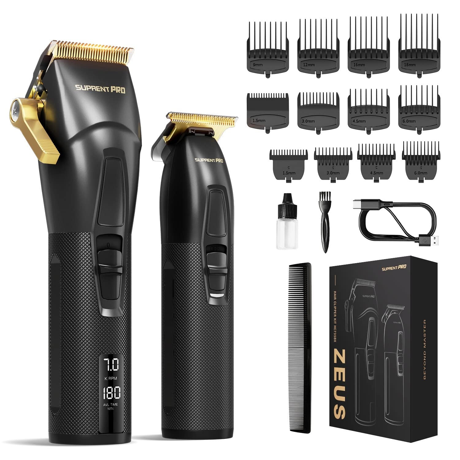SUPRENT PRO Professional Hair Clippers for Men- USB-C Rechargeable ...