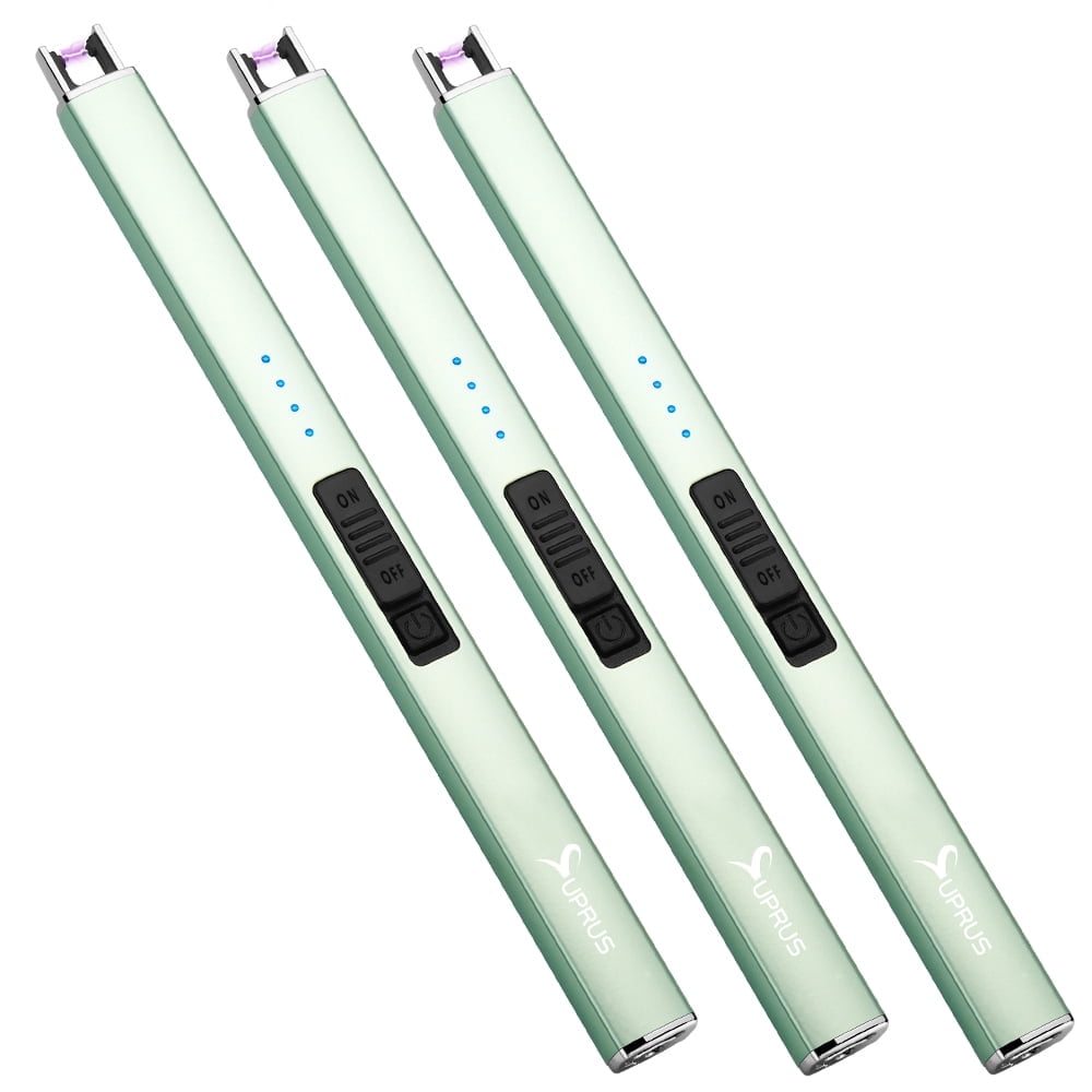 SUPRUS Rechargeable Windproof, Green 3 Packs Electronic Lighter ...
