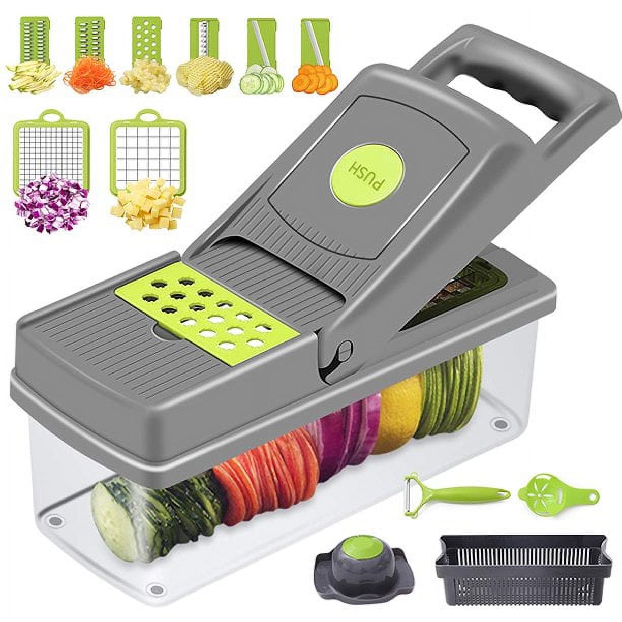 PIXNONEAN Premium Manual Kitchen Handheld Mini Vegetable Dicer, Slicer ...