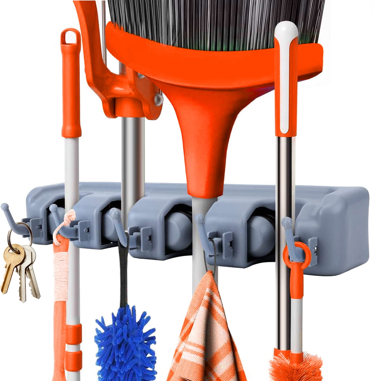 UUGEE Wall Mounted Mop and Broom Holder, Utility Rack Hang Storage for ...